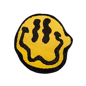 Trippy Smiley Face Rug - 26 Inch Yellow Hypebeast Rug - Aesthetic Rugs and Cool Rugs for Bedroom & Living Room - Y2K Rug for Y2K Decor
