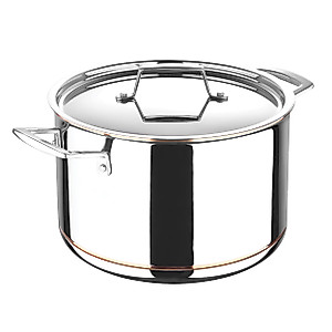 MasterPRO - Copper Core 5 Ply 8 Quart Stock Pot with Stainless Steel Lid - Stainless Steel, Aluminum, Durable Cookware Compatible with All Stove Types Including Induction - Dishwasher Safe