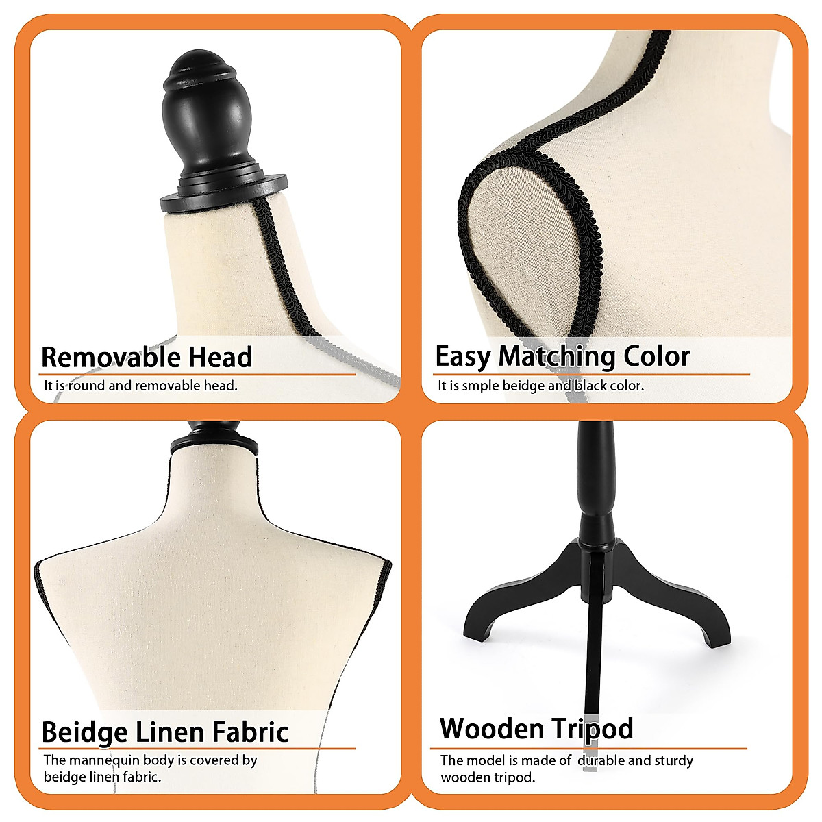 DRDINGRUI Female Dress Form,Sewing Mannequin Body, Torso Body with Tripod Wood Base for Clothes Display,Window Display