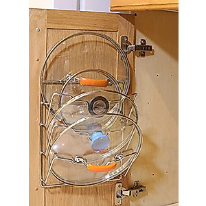 Simple Houseware Pot Lid Organizer Rack + Adjustable Pan Organizer, Chrome