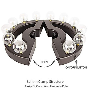 Umbrella Light, Outdoor Umbrella LED Lights Battery Operated Wireless with Remote Control, ZHONGXIN Patio Umbrella Pole Light with 12 Warm White G40 Led Bulbs, for Backyard Umbrellas or Camping Tent …