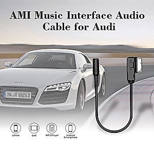 CHELINK AMI MMI Music Interface to 3.5mm Female Audio Cable for Audi, Stereo Jack Cord Adapter Cable Compatib for i-Phone Andriod MP3 Player, Fit for Bently Audi A3/A4/A5/A6/A8/Q5/Q7/R8/TT VW ect.