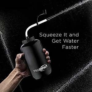 Pro Impact Boxing Water Bottle - Squeezable Plastic w/Long Straw - Ideal for Gym Yoga Sports Boxing Lacrosse Football Hockey Cycling & Outdoor (35.5 Oz.) (White)
