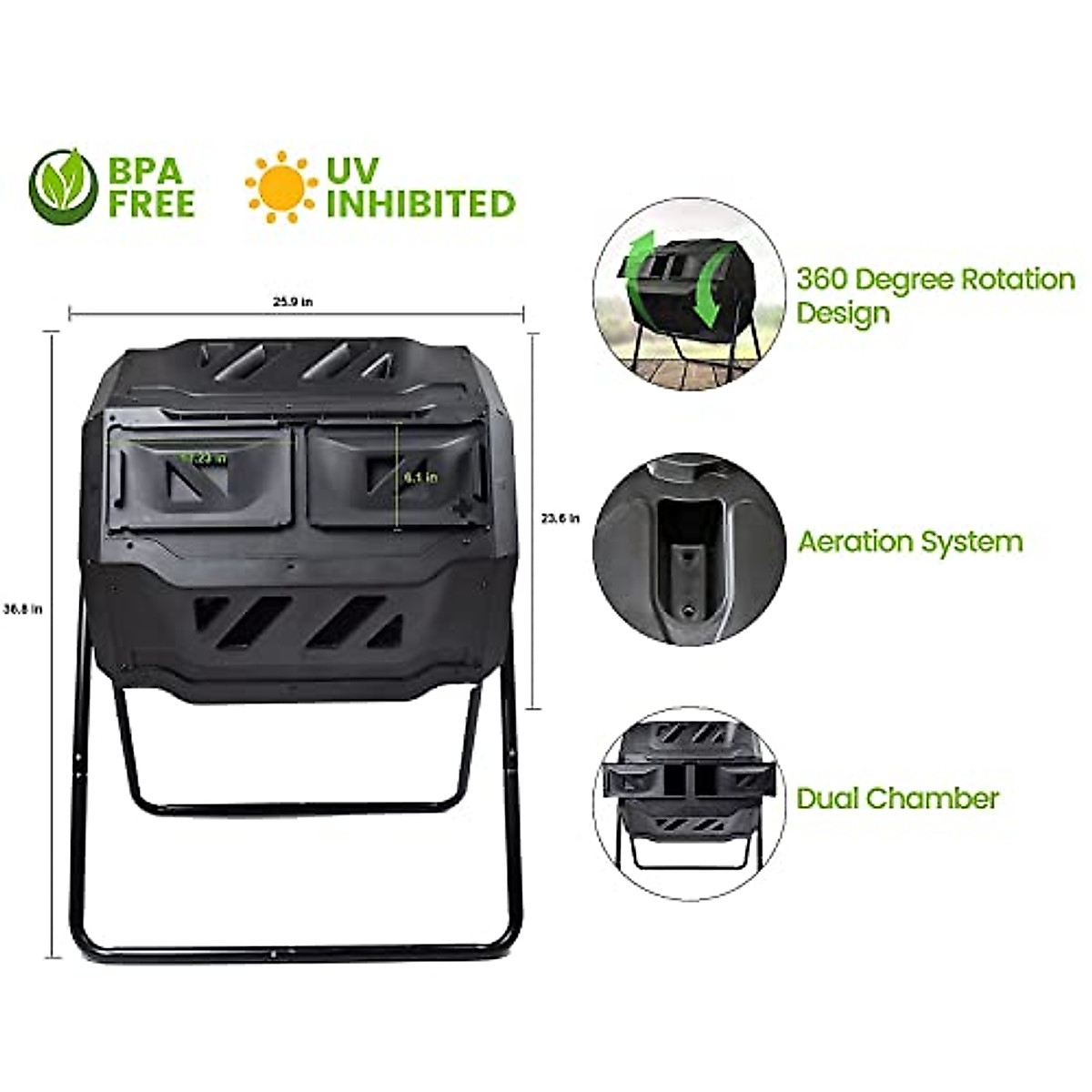 Garden Compost Bin with Garden Work Apron,Great Gardening Gifts for Women Men Lawn Care