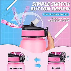 West Biking 32 oz Water Bottle with Time Marker and Straw, Motivational Water Bottles with Clean Brush, Leakproof & BPA Free, Drinking Sports Water Bottle for Fitness Gym Outdoor