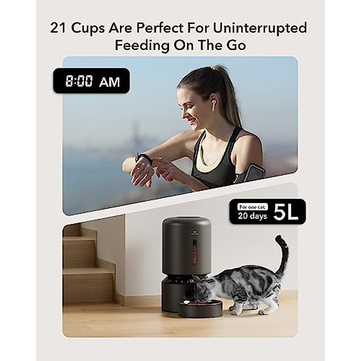 PETLIBRO Automatic Cat Feeder, Automatic Dog Feeder with Freshness Preservation, 5L Timed Cat Feeders for Dry Food, Up to 6 Meals Per Day, Granary Pet Feeder for Cats/Dogs