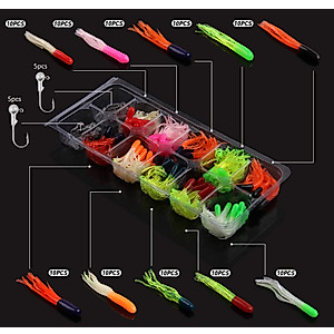Fishing Crappie Lures Jig Heads Kit, Small Soft Plastic Grub Lure Tube Bait Jig Heads for Bass Fishing Freshwater Panfish Trout