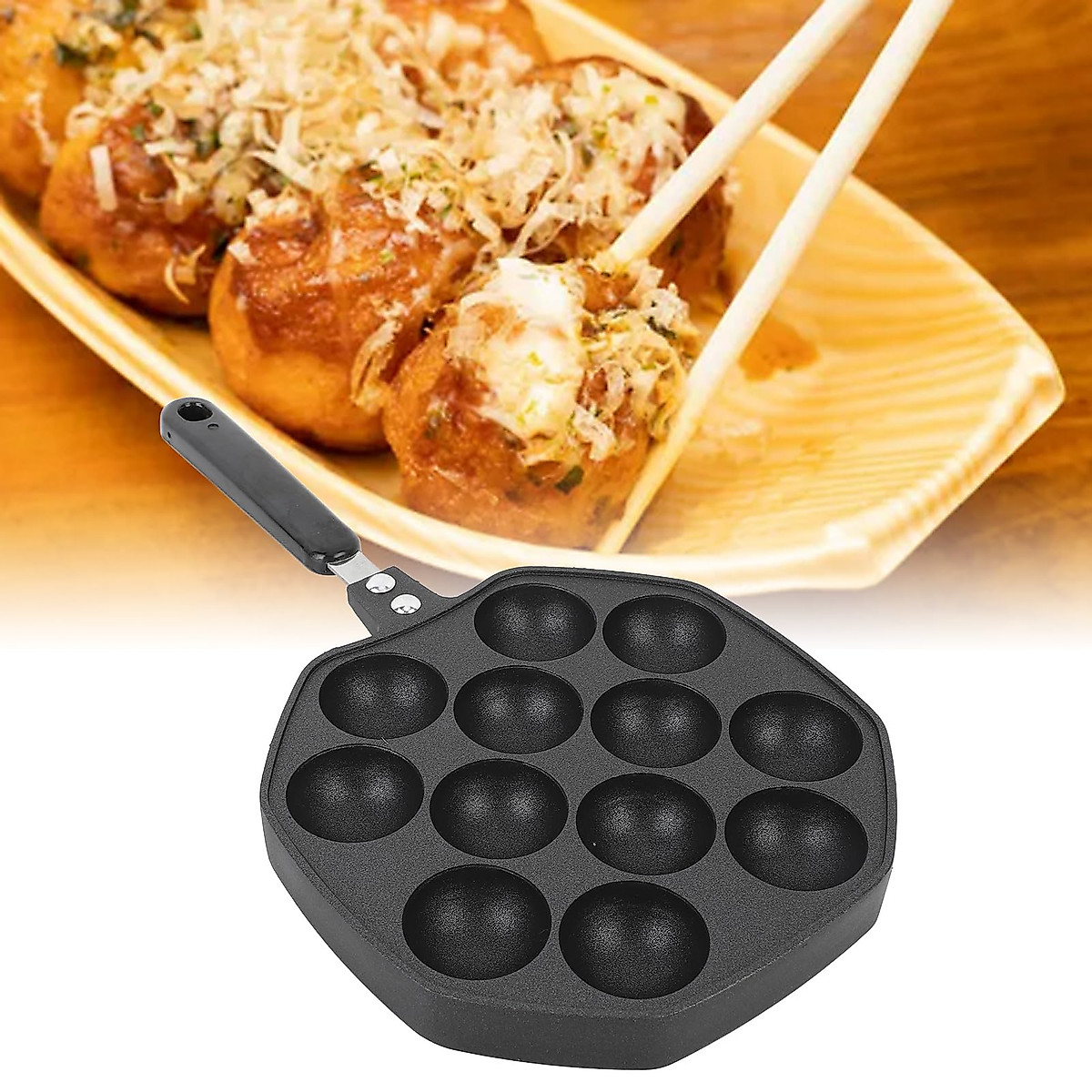 Takoyaki Pan, 12 Molds Takoyaki Maker Skillet Aluminum Alloy Nonstick Grill Pan Cooking Plate Nonstick Baking Tray for Octopus Balls Pancake