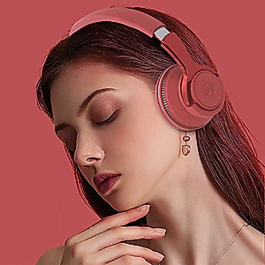 CENGNIAN Wireless Active Noise Cancelling Headphones 5.1, Subwoofer Over Ear Bluetooth Headphones, Hi-Res Audio Deep Bass Memory Foam Ear Cups for Travel Home Office (Red)