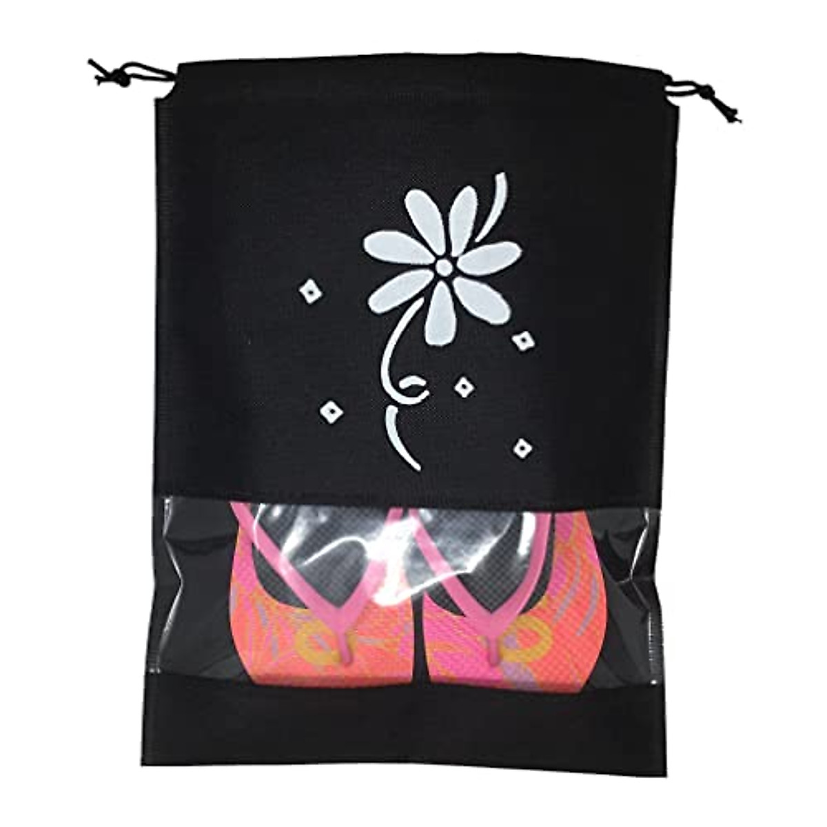 Old Navy Women Beach Summer Casual Flip Flop Sandals (9 Tropical Print Logo & Black Flip Flops) with Dust Cover