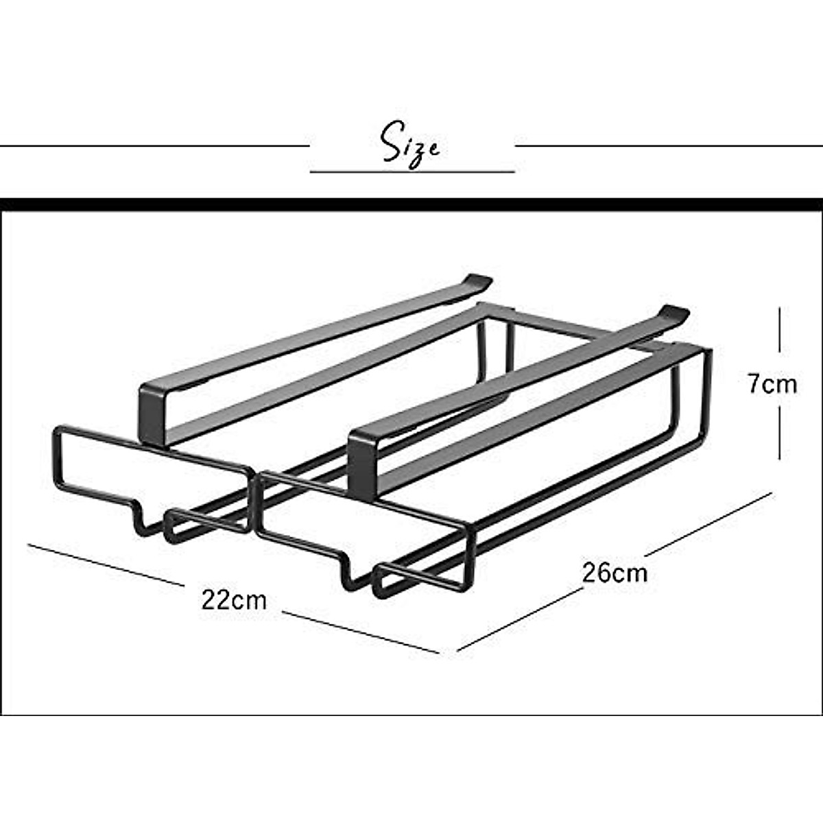 Yamazaki Stemware Home Under Shelf Wine Glass Rack-Hanging Storage Holder | Steel | Undershelf Solution, One Size, Black