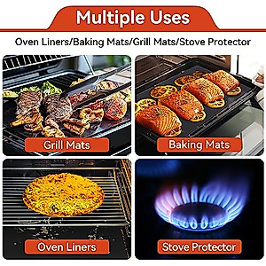 Oven Liners for Bottom of Oven, 2 Pack Resuable Large Thick Heavy Duty Teflon Oven Mat Set, Non Stick Oven Mats for Bottom of Electric Oven Gas Oven Toaster Oven Microwave Stove Grill, Easy to Clean