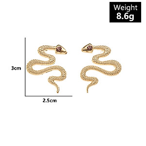 Yheakne Vintage Snake Stud Earrings Gold Snake Drop Earrings Gothic Serpent Earrings Punk Viper Cobra Earrings Jewelry for Women and Girls