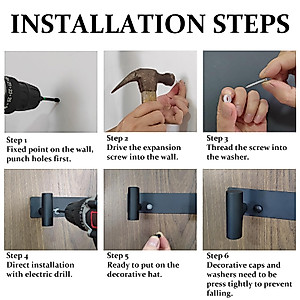 HUFEEOH Coat Rack Wall Mount, Black T Shaped 4 Hooks Coat Hooks for Bathroom, Heavy Duty Wall Hooks Towel Hooks for Hanging, Stainless Steel Purse Hanger Towel Rack for Mudroom Bathroom Entryway