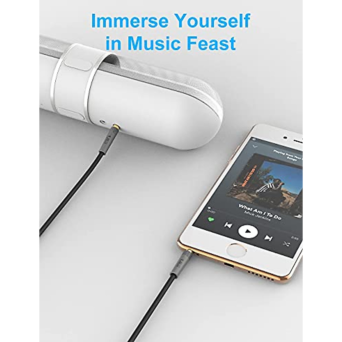 1mii Audio Cable 3.5mm Male to Male, (6.5ft) Nylon Braided Auxiliary Aux Cord, Audiophile Level Hi-Fi Sound for Car/Home Stereos, Speakers and Audio Device with 3.5 mm Aux Port