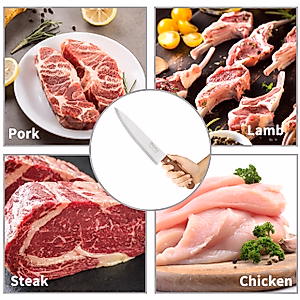 OLULU 8 inch Chef Knife, Razor Sharp Kitchen Knife with Protective Knife Sheath, Razor Sharp Slicing Knife with Ergonomic Handle, German Stainless Steel, Dishwasher Safe (Brown Color)