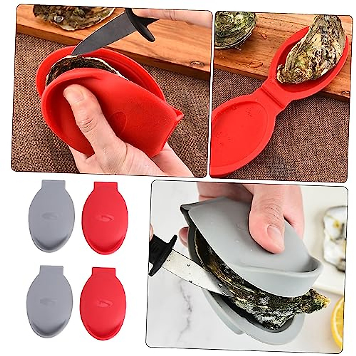 Seafood Shucking Tools 4pcs Silicone Oyster Clip silicone jar opener silicone gloves Silica gel Silicone Oyster Opener lobster Kitchen Gadgets seafood Kitchen Tool Opener Tools