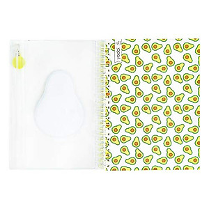 Yoobi College-Ruled Spiral Notebooks with Pencil Zipper Pouches | Fun Green Avacado Print | Cute Rainbow Glitter | 2-Pack | 60 Sheets, Multicolor