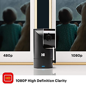 KODAK Cherish F685 Home Security Camera - Tilt/Pan/Zoom 1080p Camera, Night Vision, 120-Degree View, Rechargeable Batteries and WiFi Mobile App (Renewed)
