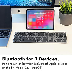 Macally Backlit Bluetooth Keyboard for Mac (2024 Upgraded Battery) - Compatible Apple Keyboard Wireless - Multi-Device Keyboard for MacBook Pro/Air, iMac, iMac Pro, Mac Mini, Mac Pro