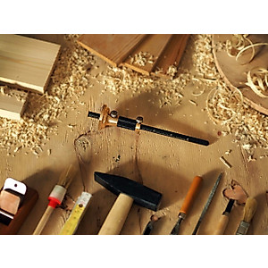 Wheel Marking Gauge Kit - 2 Extra Cutter Wheels, Roll Stop Head, Micro Adjuster, Metric Imperial Ruler, 7'' Brass Marker Tool for Woodwork