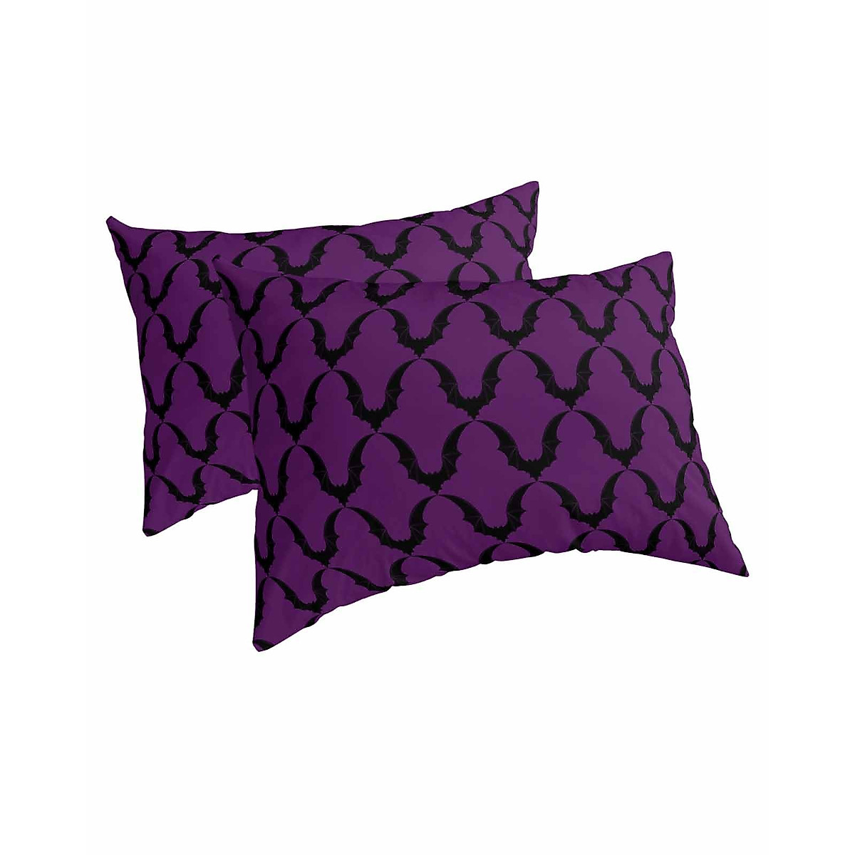 Edwiinsa Halloween Pillow Covers Standard Size Set of 2 Bed Pillow, Horror Black Bat Purple Abstract Art Plush Soft Comfort for Hair/Skin Cooling Pillowcases with Envelop Closure 20''x26''