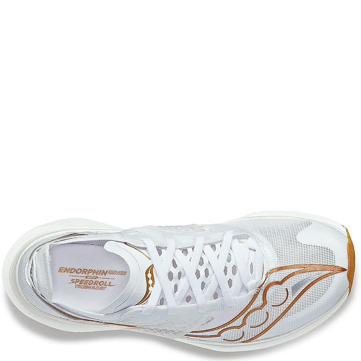 Saucony Women's Endorphin Elite Sneaker, White/Gold, 7.5
