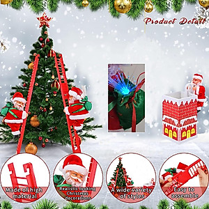Santa Climbing Ladder to Christmas Tree Electric Santa Claus with Music Christmas Super Climbing Santa Hanging Ornament Tree Xmas Gifts Christmas Door Decorations Holiday Home Decor Gift