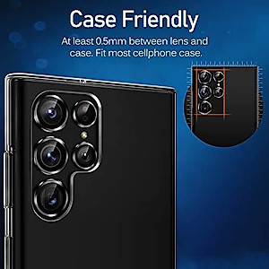 ivoler Camera Lens Protector for Samsung Galaxy S23 Ultra 6.8'' 5G (2023), Ultra-Thin Tempered Glass with Aluminum Edge,Scratch-Proof Alloy Camera Cover Protection Black [Included Easy Removal Tool]
