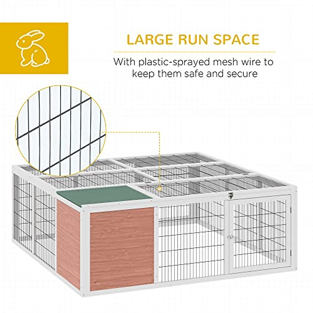 PawHut 64" Wooden Outdoor Rabbit Hutch Playpen Tortoise House Habitat with Run and Enclosed Cover