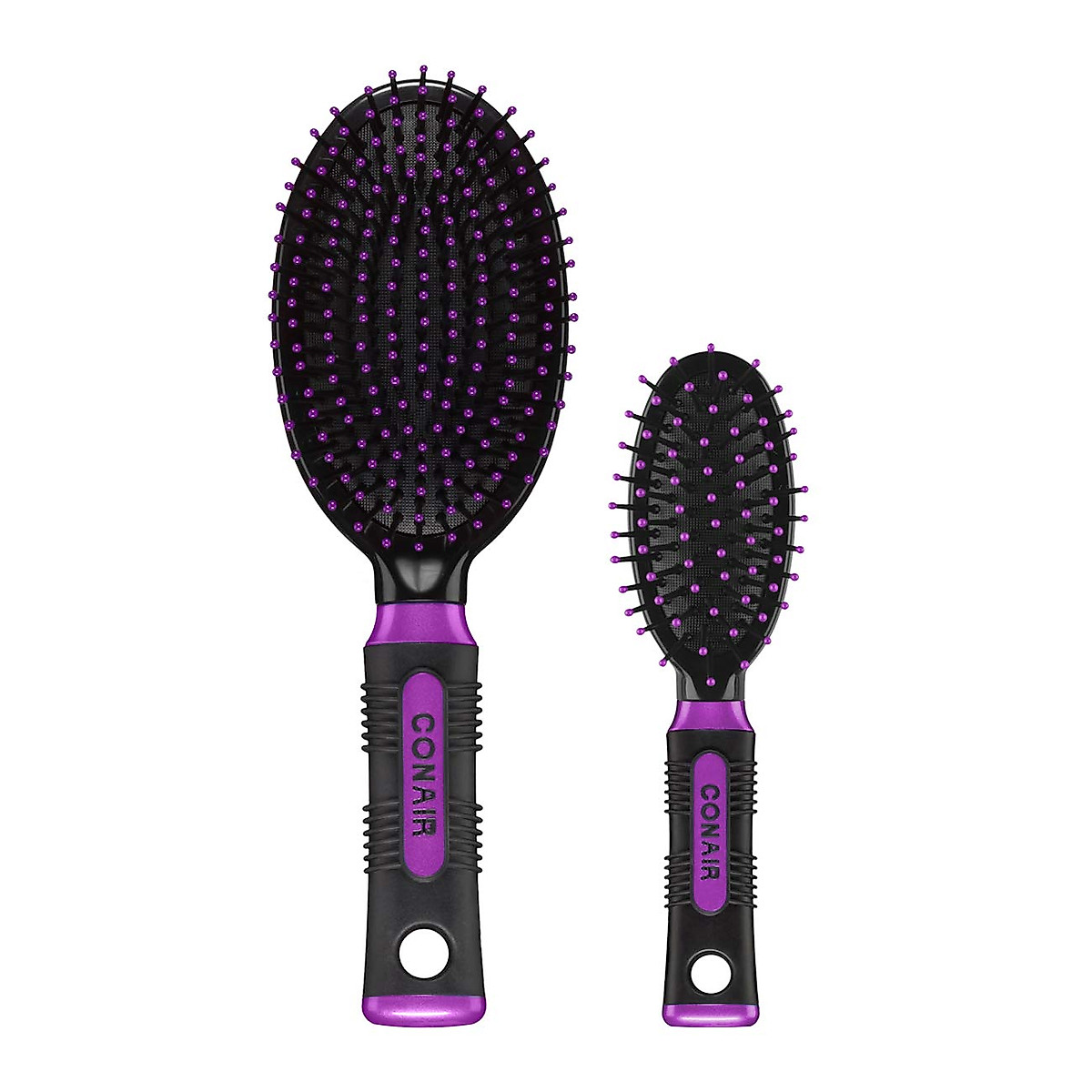 Conair Professional Full and Mid Size Nylon Cushion Brush Set, Colors may vary