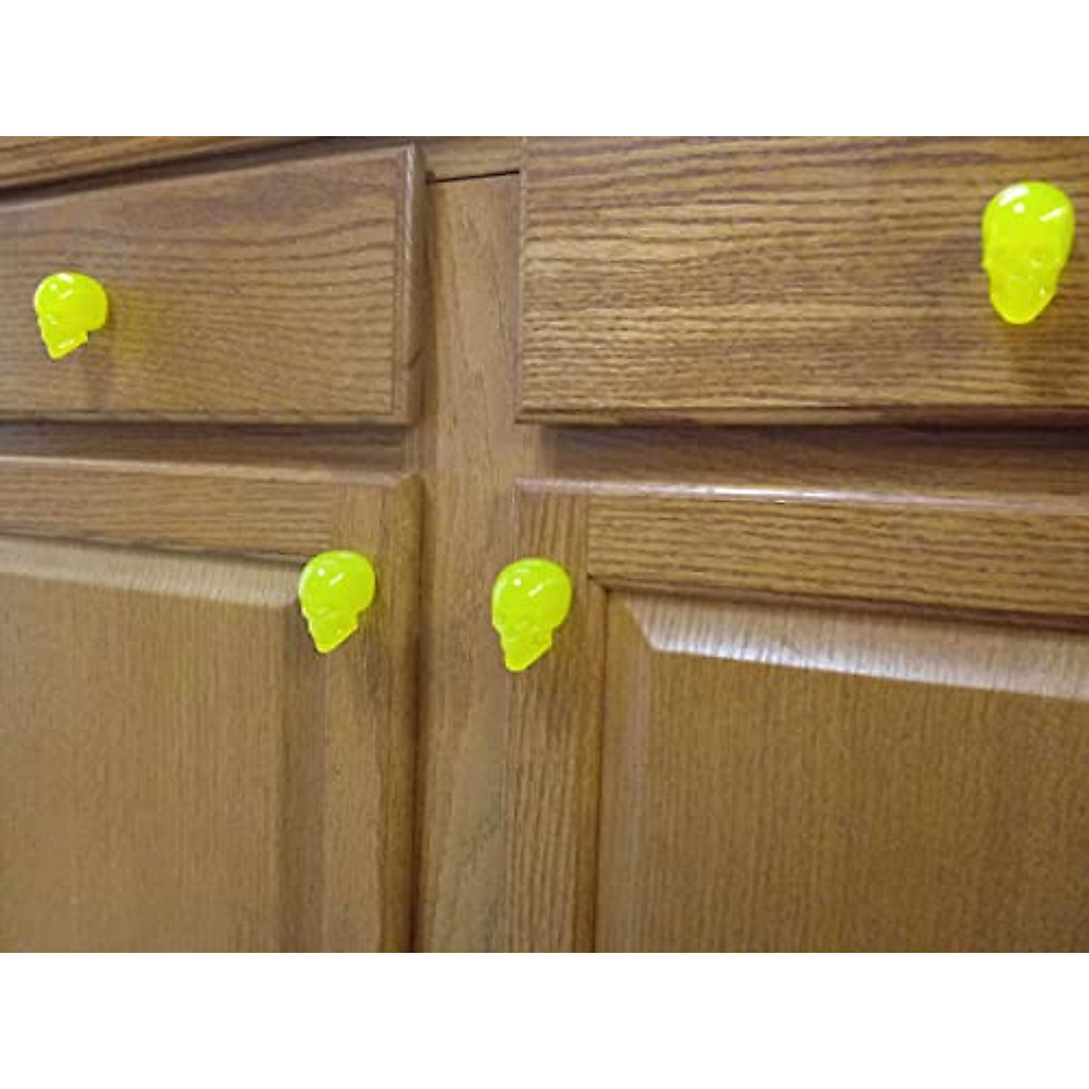 Yellow Skull Cabinet Knobs/Drawer Knobs (Black Light Activated) (Set of 2)