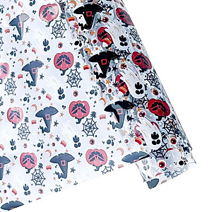 ONEART | 12"×48" Halloween Theme Faux Leather Pumpkin Spider Web Ghost Hat Clear PVC Vinyl for Earrings, Hair Bows, Halloween DIY Crafts