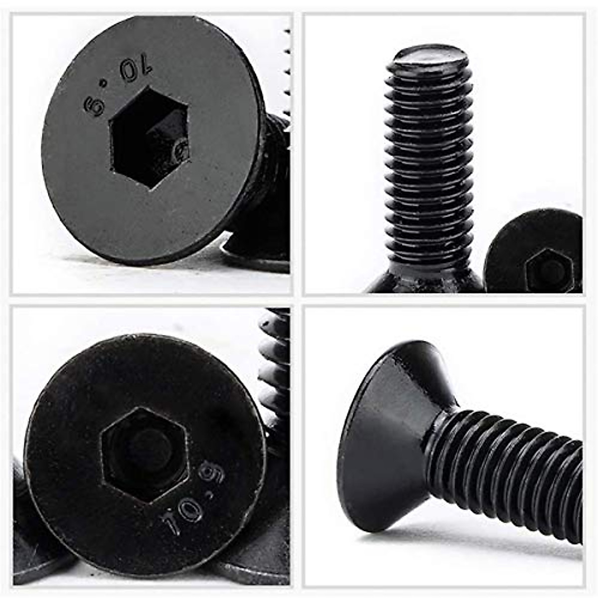 L-A M6-1.0x20mm 10.9 Carbon Steel Countersunk Head Hex Socket Screw Flat Countersunk Hex Socket Bolts Screws （25 Pcs）