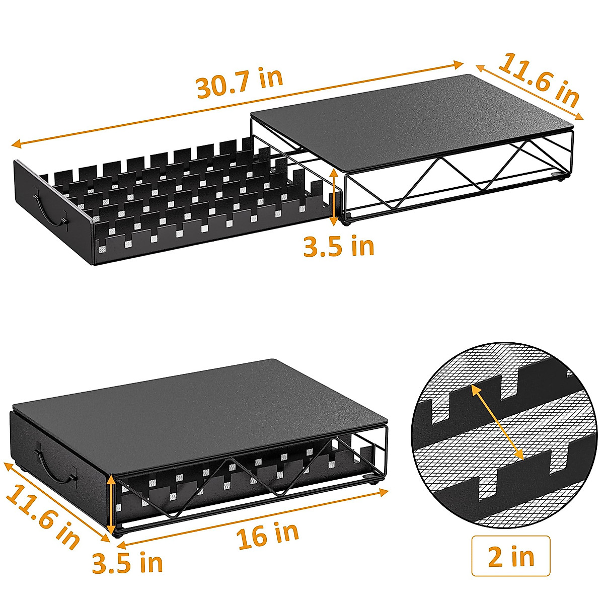 HFHOME Coffee Pod Holder Compatible with 50 VertuoLine, Coffee Capsules Drawer for 40 K Cup, Metal Pod Storage Drawer Organizer for Vertuo Capsules for Home Office Counter