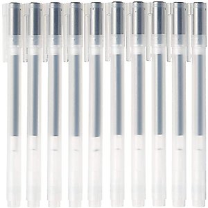 MUJI Gel Ink Ballpoint Pen Cap Type 10-Pieces Set, 0.5 mm Nib Size, Black