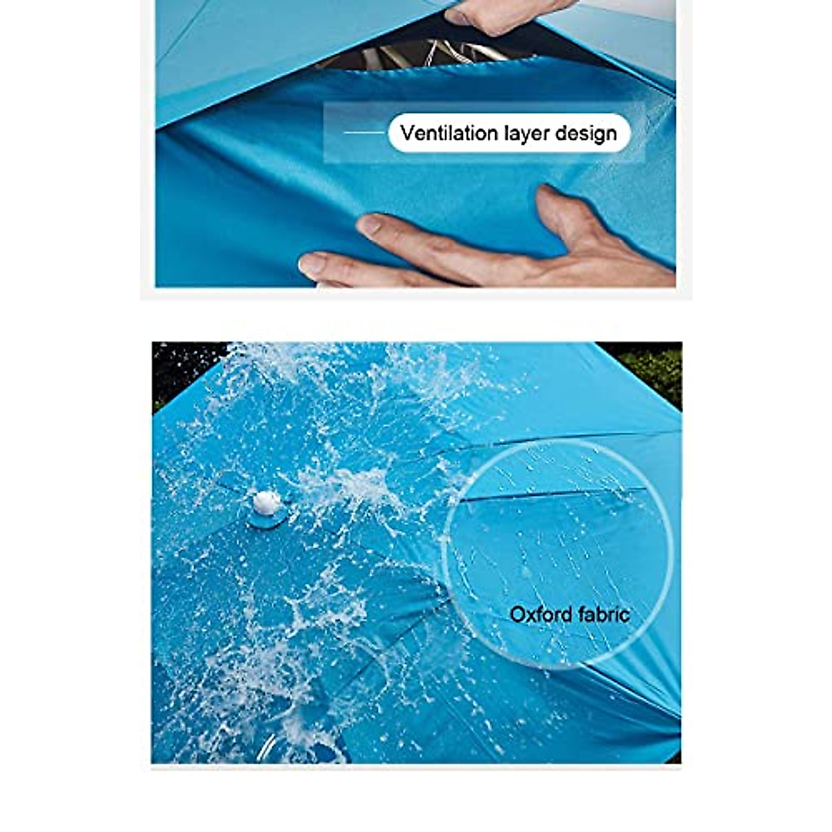 Beach Umbrellas STARRY CITY 7.2 Feet Large Sun Shade Shelter Portable Windproof 3 Links Design Patio Umbrella with Sand Anchor For Garden Beach Outdoor Poor (Bule, 7.2FT)