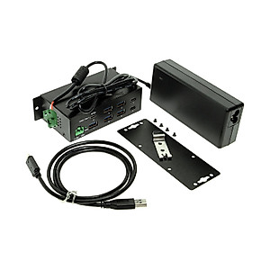 Coolgear USB-C 7 Port Hub 3X Type-C 5X Type-A - DIN Rail - Power Adapter