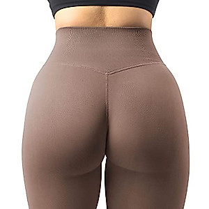 MOSHENGQI Seamless Workout Leggings for Women Butt Lifting High Waisted Tummy Control Yoga Pants(M,00-Coffee)