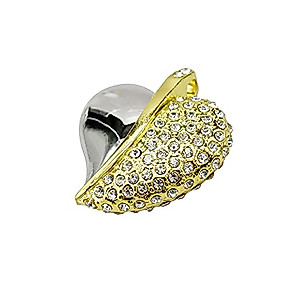 Civetman Crystal Asymmetric Heart Shape Jewelry USB Flash Drive Memorry Disk with Necklace - Gold 256GB