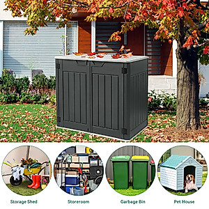 YITAHOME Outdoor Horizontal Storage Sheds w/o Shelf, Weather Resistant Resin Tool Shed, Multi-Open Door for Storage of Bikes, Trash Cans, Garden Tools, 39 cu ft, Waterproof, Lockable, Dark Gray