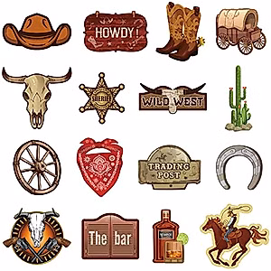 32 Pieces Western Party Decorations Cowboys Party Decorations Western Cutouts Cowboy Cutouts Wild Cutouts Country Party Decorations for Western Theme Cowboy Theme Birthday Party Supplies