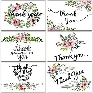 SUPHOUSE Thank You Cards with Envelopes Set, Thank You Cards Small Business,Baby Shower Thank You Cards, Wedding Thank You Cards Greenery Floral Style,100 Bulk Pack