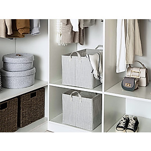 StorageWorks 45L Extra Large Fabric Storage Bins with Decorative Storage Boxes with Lids and Soft Rope Handles