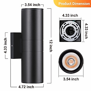 DAKAFUL Outdoor Wall Lights 2Pack, Integrated LED Cylinder Up Down 12W 2700K Modern Aluminum Light, Waterproof Exterior Light for Porch Patio Door