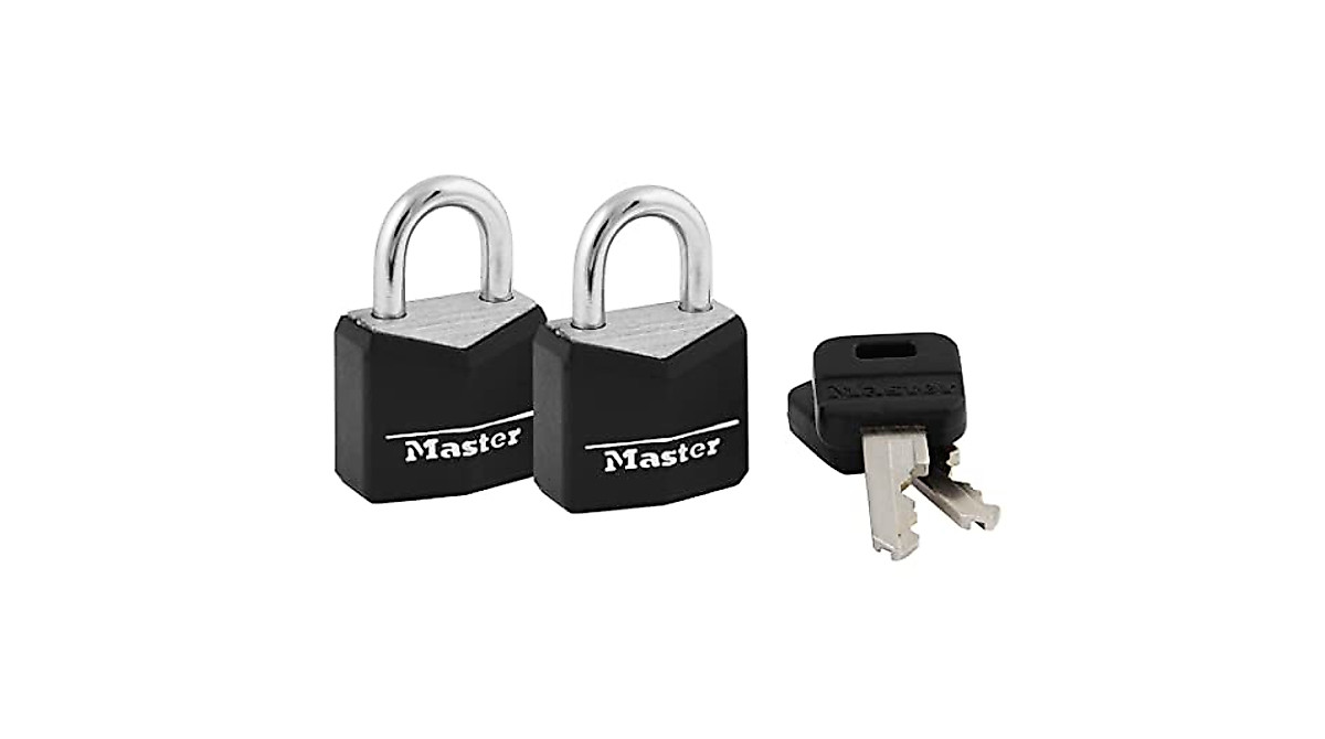 Master Lock 121T Aluminum Padlock for Indoor Use - Black, 2-Pack