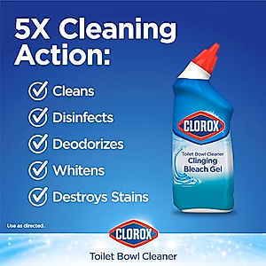 Clorox Toilet Bowl Cleaner, Clinging Bleach Gel, Ocean Mist - 24 Ounces, Pack of 2