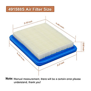 491588S Air Filter Compatible with Briggs & Stratton 491588S 491588 399959 5043 5043H 5043K, Fit for Honda 17211-zl8-023 17211-zl8-003 GC190, Toro 20332-2 Pack Premium Lawn Mower Air Cleaner