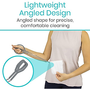 Vive Toilet Wiping Aid Tongs - Self Wiper for Bottom - Self Assist Bathroom Aid for Limited Mobility, Elderly, Pregnancy, Disabled, Shoulder and Back Pain - Long Handled Design - Toilet Accessories