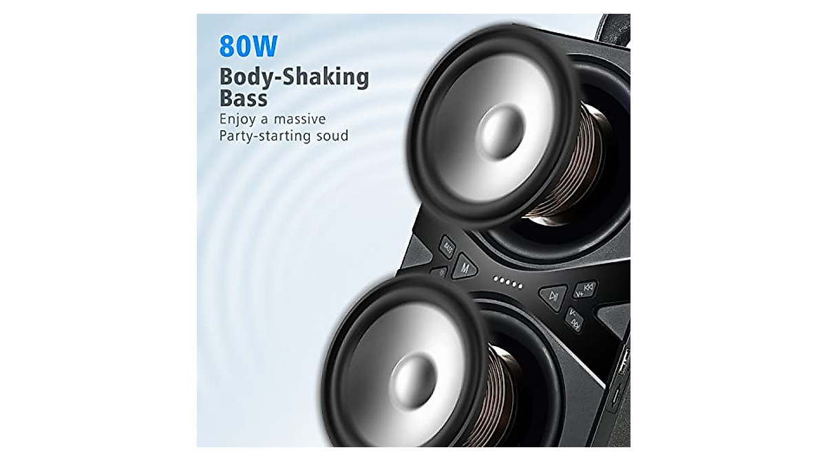 YIER Bluetooth Speakers - Powerful Wireless 80W Stereo Sound